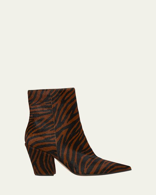 Gianvito Rossi | Keinna Tiger-Print Pony Hair Western Booties | Realry
