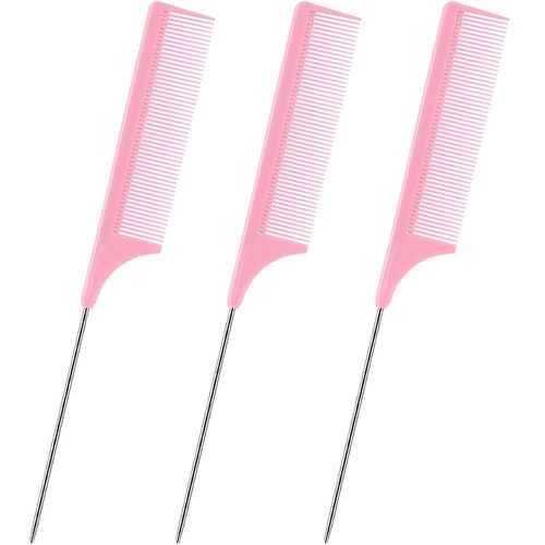 temu | TEMU 3-pack Hair Rat Tail Combs Set - Heat-resistant Carbon ...