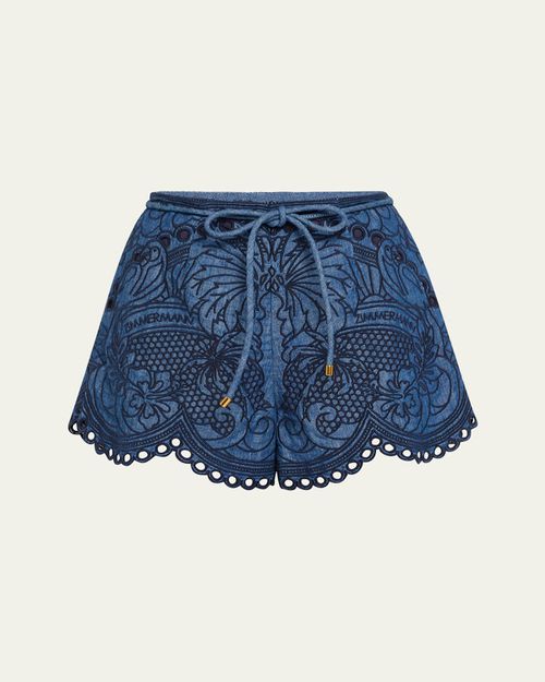 Zimmermann | Coco Embroidered Denim Shorts | Realry
