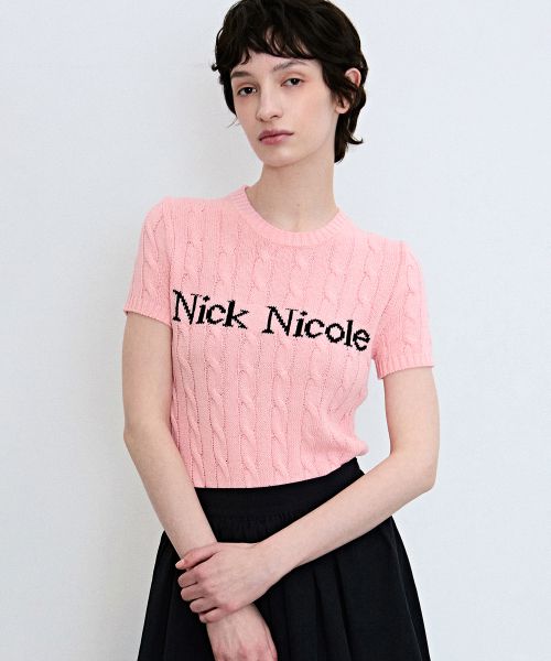 nicknicole | NICK NICOLE CABLE HALF KNIT_PINK | Realry