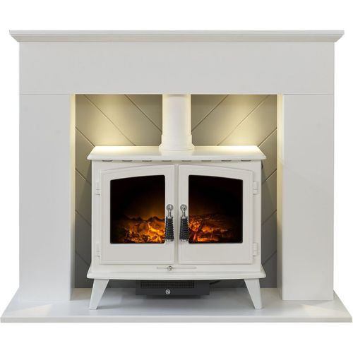 Adam Fires & Fireplaces | Adam Corinth Stove Fireplace in Pure White ...