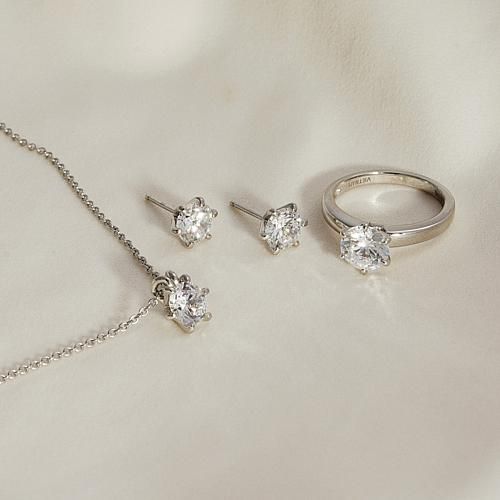Radiance by Absolute | ™ Round Pendant, Earrings and Ring Set - White ...