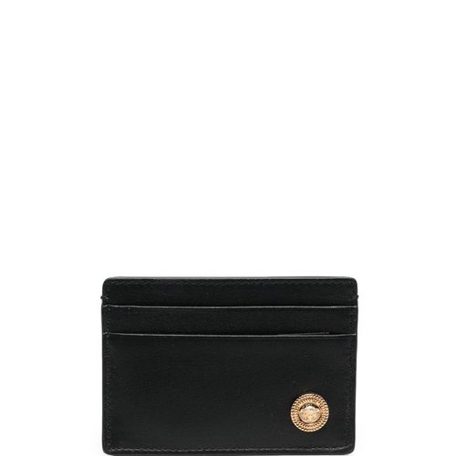 Versace | engraved-logo plaque cardholder - Black | Realry