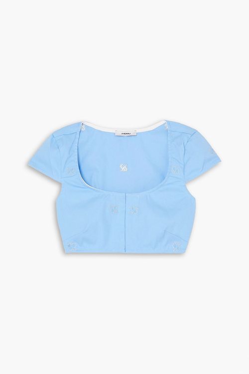 Miaou | Jane cropped embroidered cotton-blend top | Realry