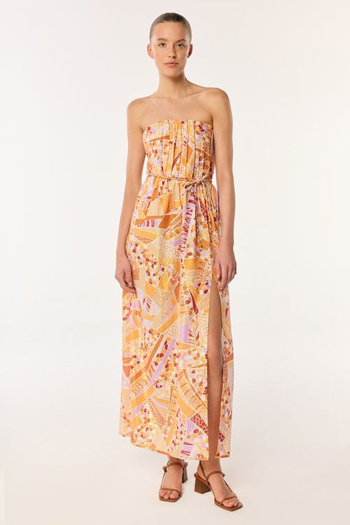 Poupette St Barth | Long Dress Mara - Orange Mosaic | Realry