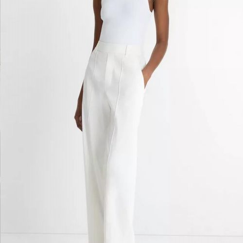 Vince | High Rise Pull On Linen Pant In Off White | Realry