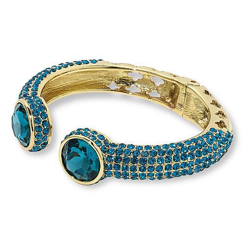 Heidi Daus | """Just For U"" Glass and Crystal Hinged Bangle Bracelet ...