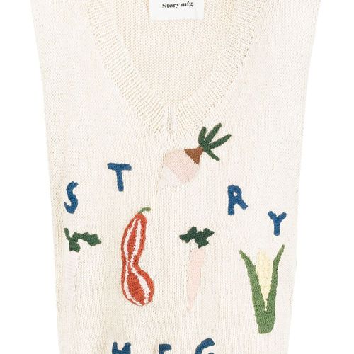 Story mfg. | Embroidered-logo knit vest - Neutrals