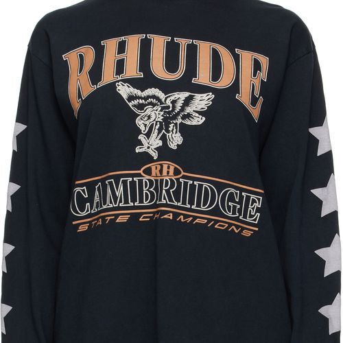 Rhude | Black 'Cambridge State Champs' LS T-shirt | Realry