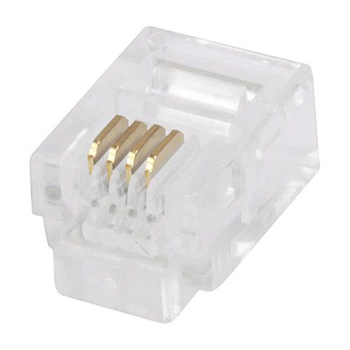 Monoprice | 6P4C RJ11 Modular Plugs for Round Solid/Stranded Cable, 1u, 2 Prongs, Clear, 50-Pk ...