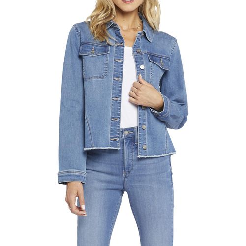 NYDJ | Womens Frayed Hem Denim Denim Jacket | Realry