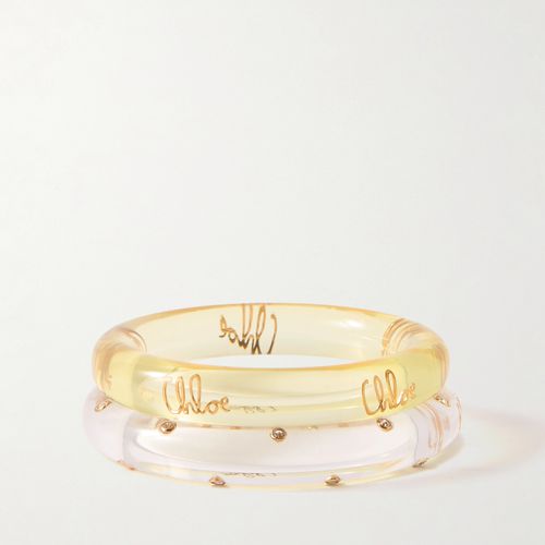 Chloé | Set Of Two Resin, Crystal And Gold-tone Bangles - One size | Realry