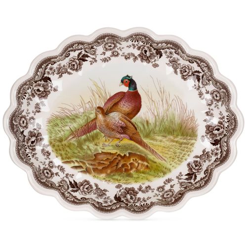 Spode | Woodland Pheasant Oval Fluted Dish | Realry