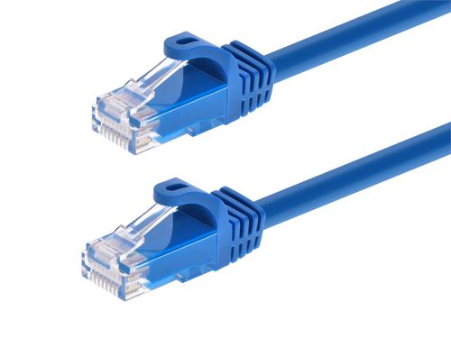 Monoprice | Cat5e 50ft Blue Patch Cable, UTP, 24AWG, 350MHz, Pure Bare ...