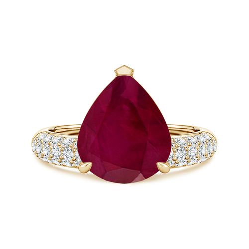 Angara | Angara 5.0 Carats Off-Centered Pear Ruby Engagement Ring with ...