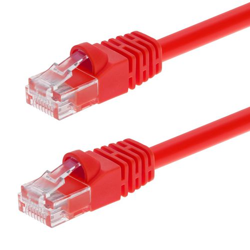 Monoprice | Cat6 10ft Red Patch Cable, UTP, 24AWG, 550MHz, Pure Bare Copper, Snagless RJ45 ...