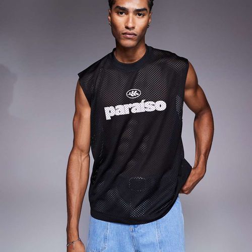 ASOS DESIGN | ASOS DESIGN oversized tank with text graphic in black ...