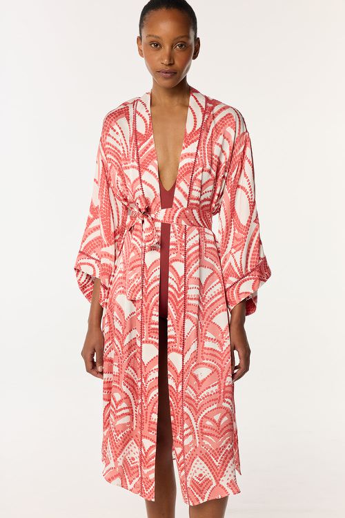 Poupette St Barth | Long Kimono Erica - Pink Himba | Realry