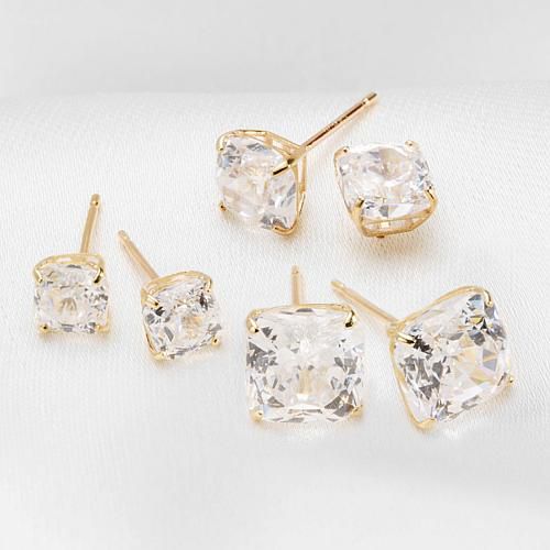Radiance by Absolute | ™ 10K Gold 2ctw 100-Facet Round Stud Earrings ...