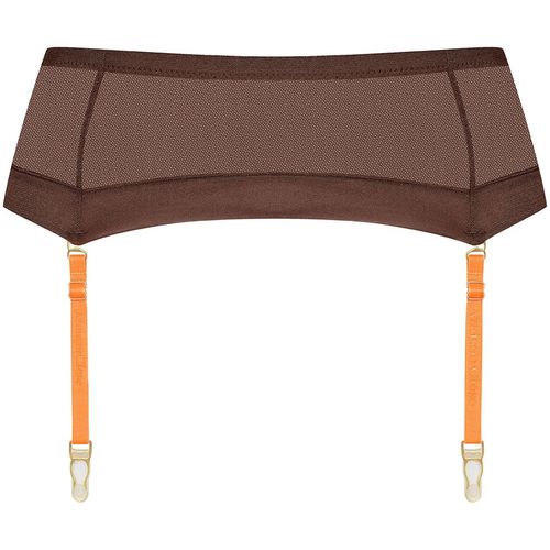 Maison Close | semi-sheer garter belt - Brown | Realry