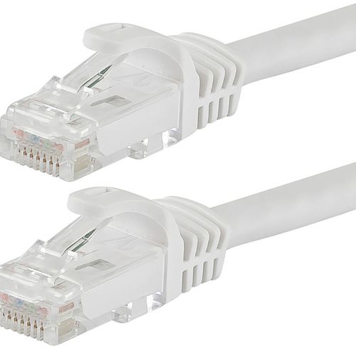 Monoprice | Cat5e 50ft White Patch Cable, UTP, 24AWG, 350MHz, Pure Bare ...