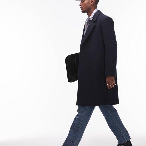 Topman | Topman relaxed single breasted overcoat in navy | Realry
