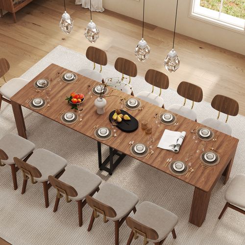 Homary | 500mm-3000mm Rectangle Extendable Dining Table Wood for 12 ...