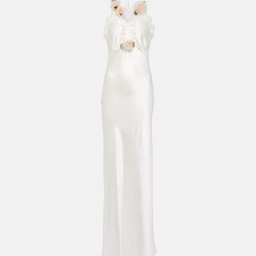 Rodarte | Rodarte Bridal floral-appliqué lace-trimmed silk gown | Realry