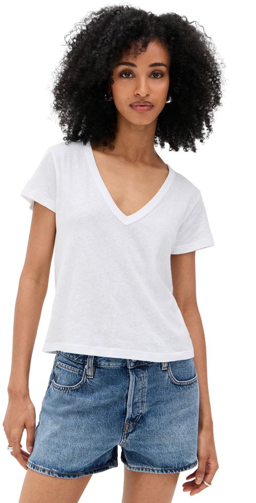 Leset | Laura V Neck Tee White | Realry