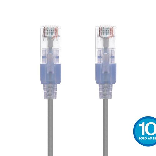 Monoprice | Cat6A 7ft Gray 10-Pk Patch Cable, UTP, 30AWG, 10G, Pure ...