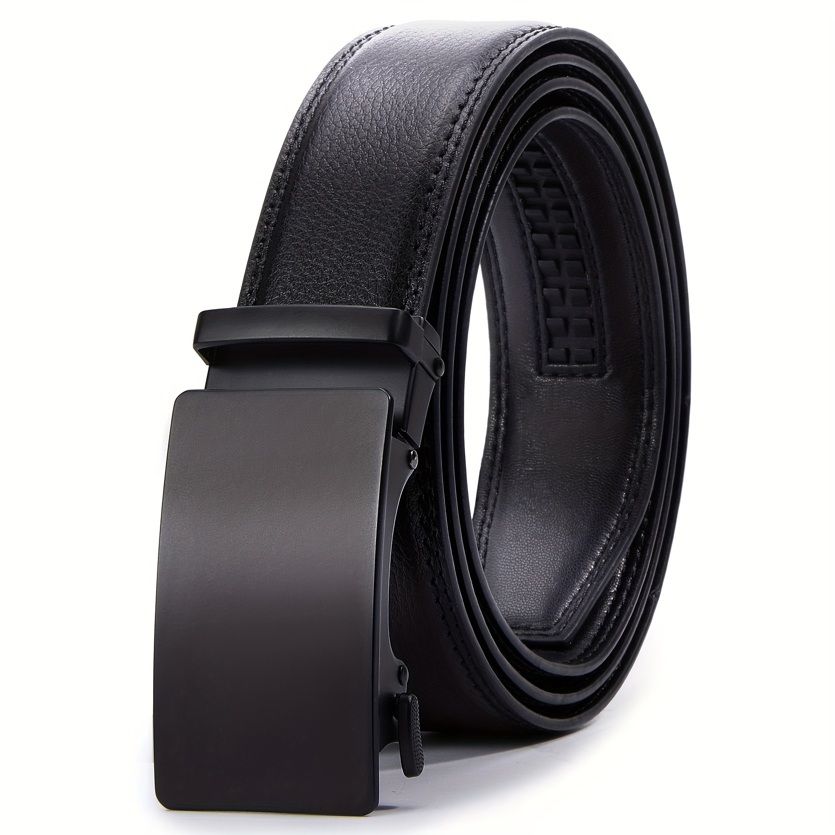temu | TEMU Men's Full-grain Genuine Leather Belt With Smooth Ratchet ...