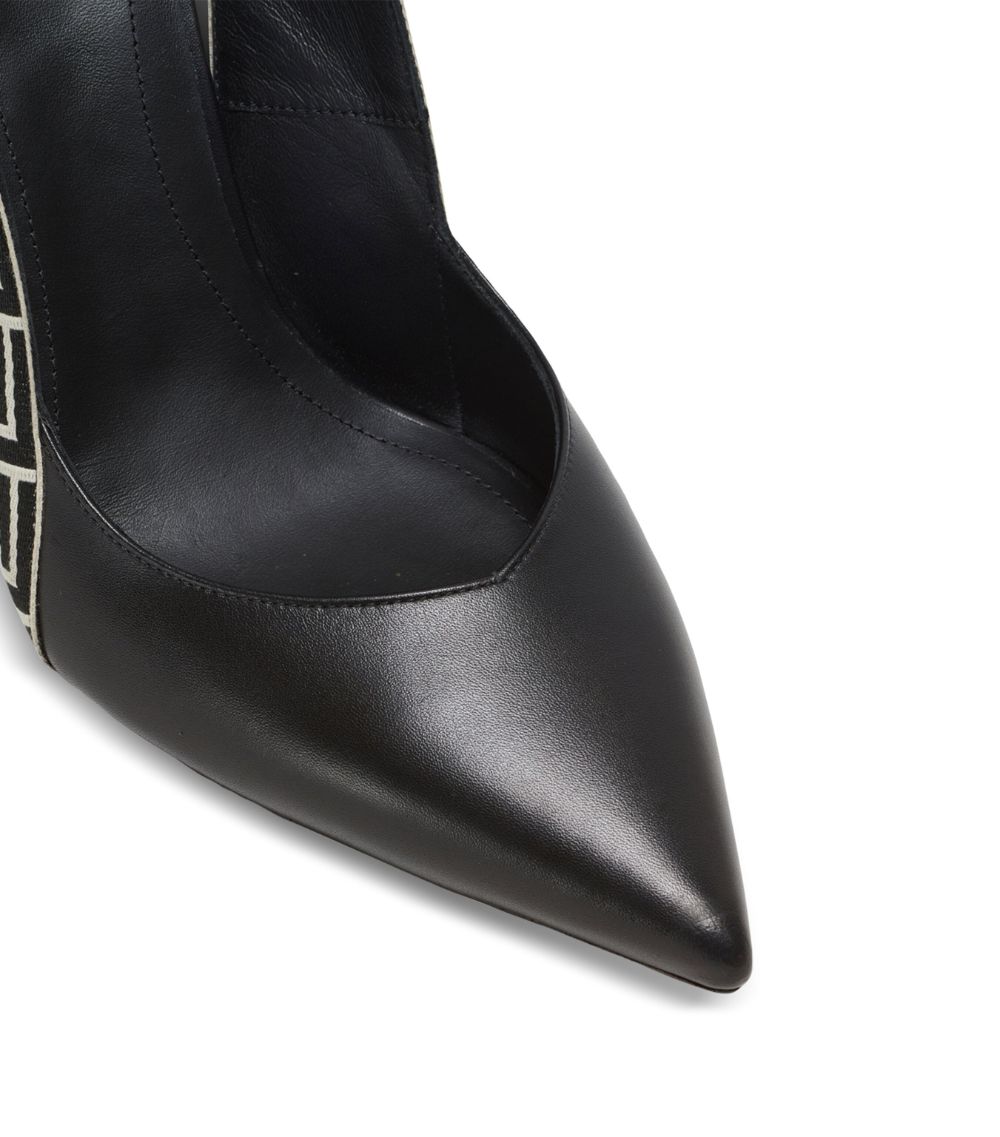 Balmain | Leather Monogram Ruby Slingback Pumps 95 | Realry