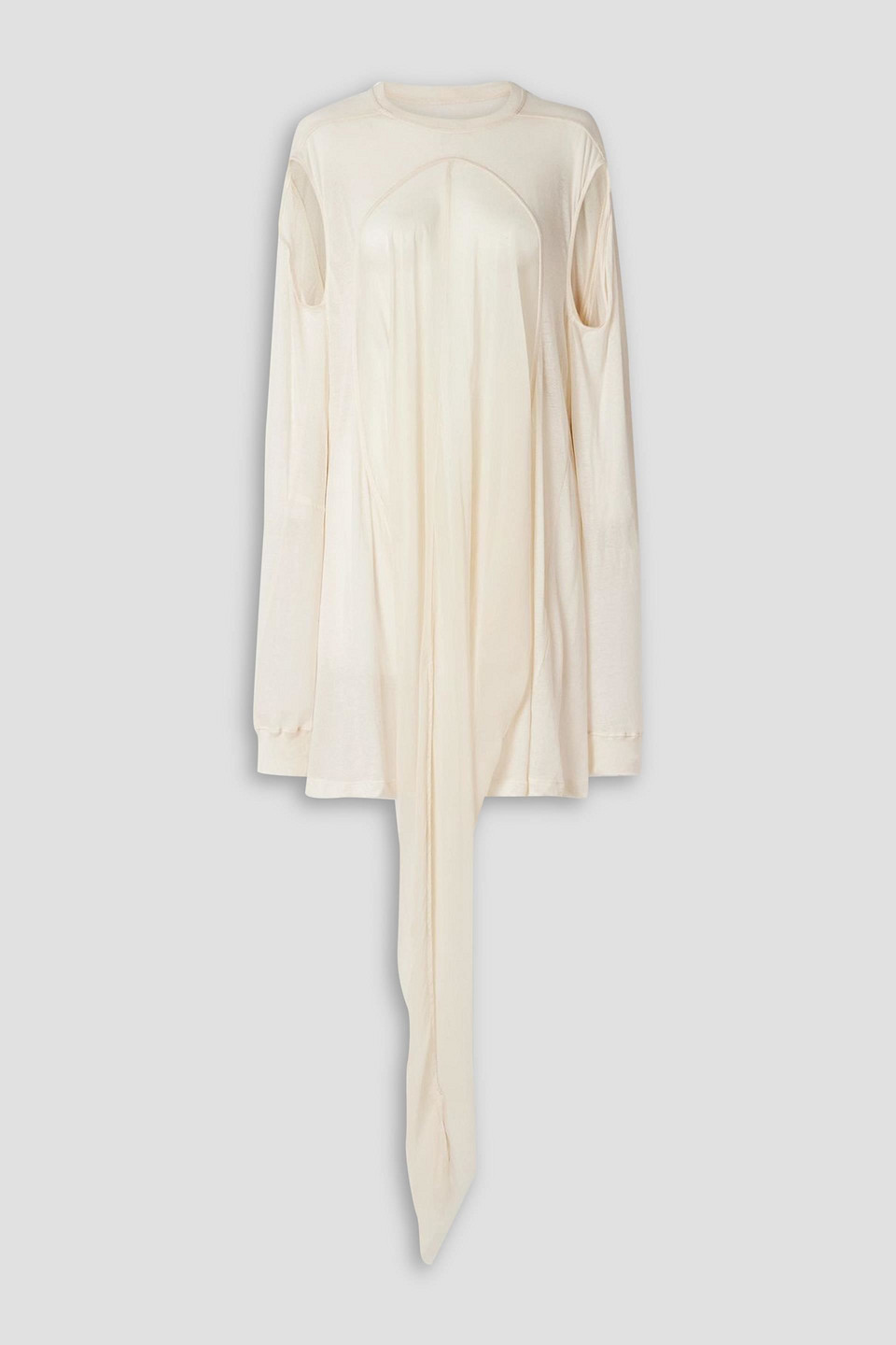 Rick Owens | Drain T paneled cotton-jersey and crepe de chine top ...