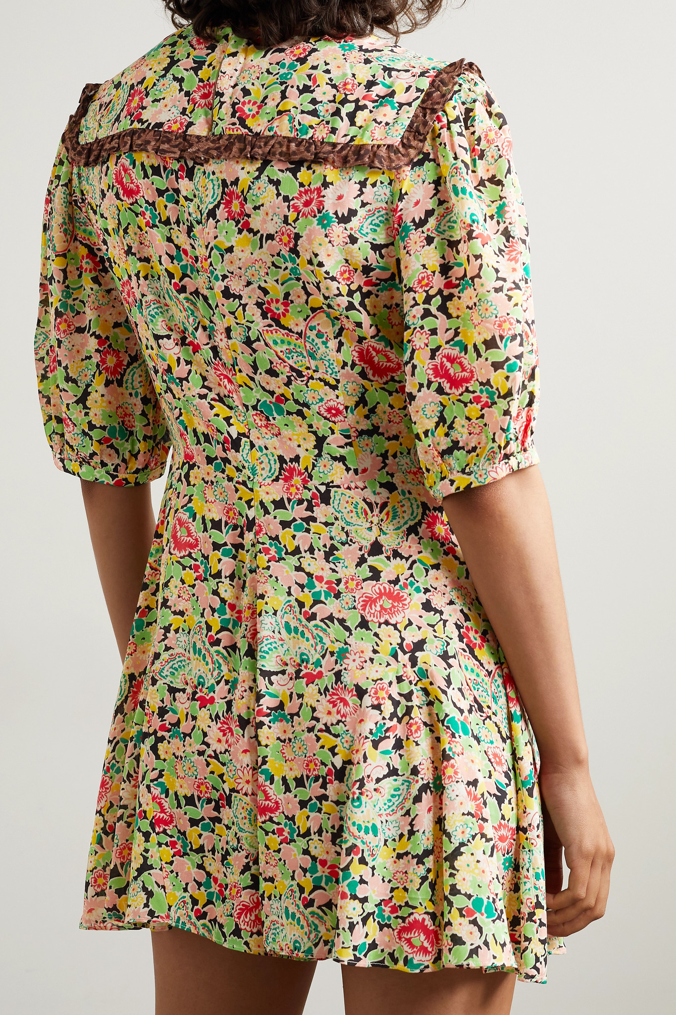 Rixo | Rina Crepe-trimmed Printed Voile Playsuit | Realry