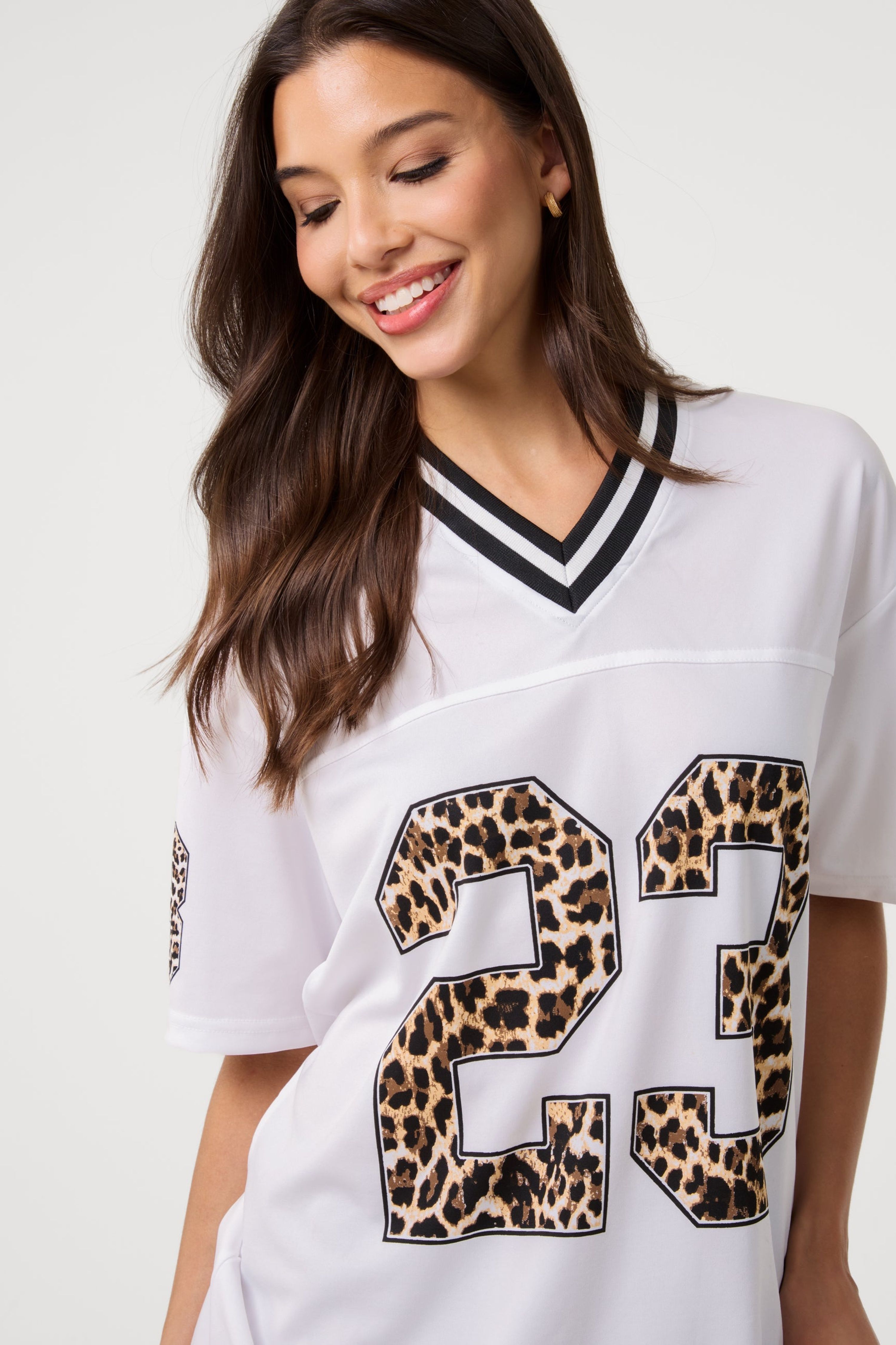 Pink Vanilla | Pink Vanilla Women's White Leopard Detail Sports Jersey ...