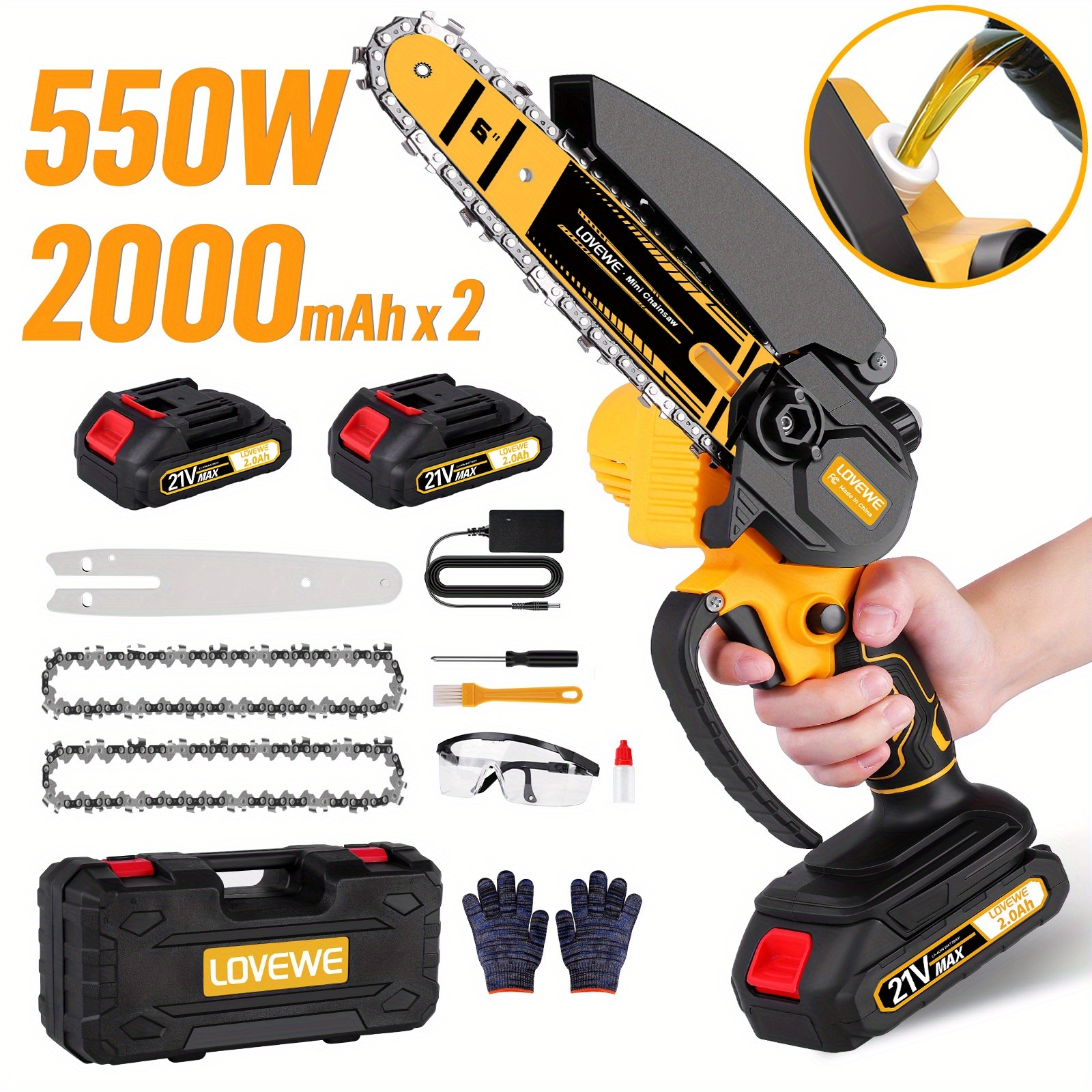 temu | TEMU Cordless Mini Chainsaw With 2pcs 2000mah Batteries - 6-inch ...