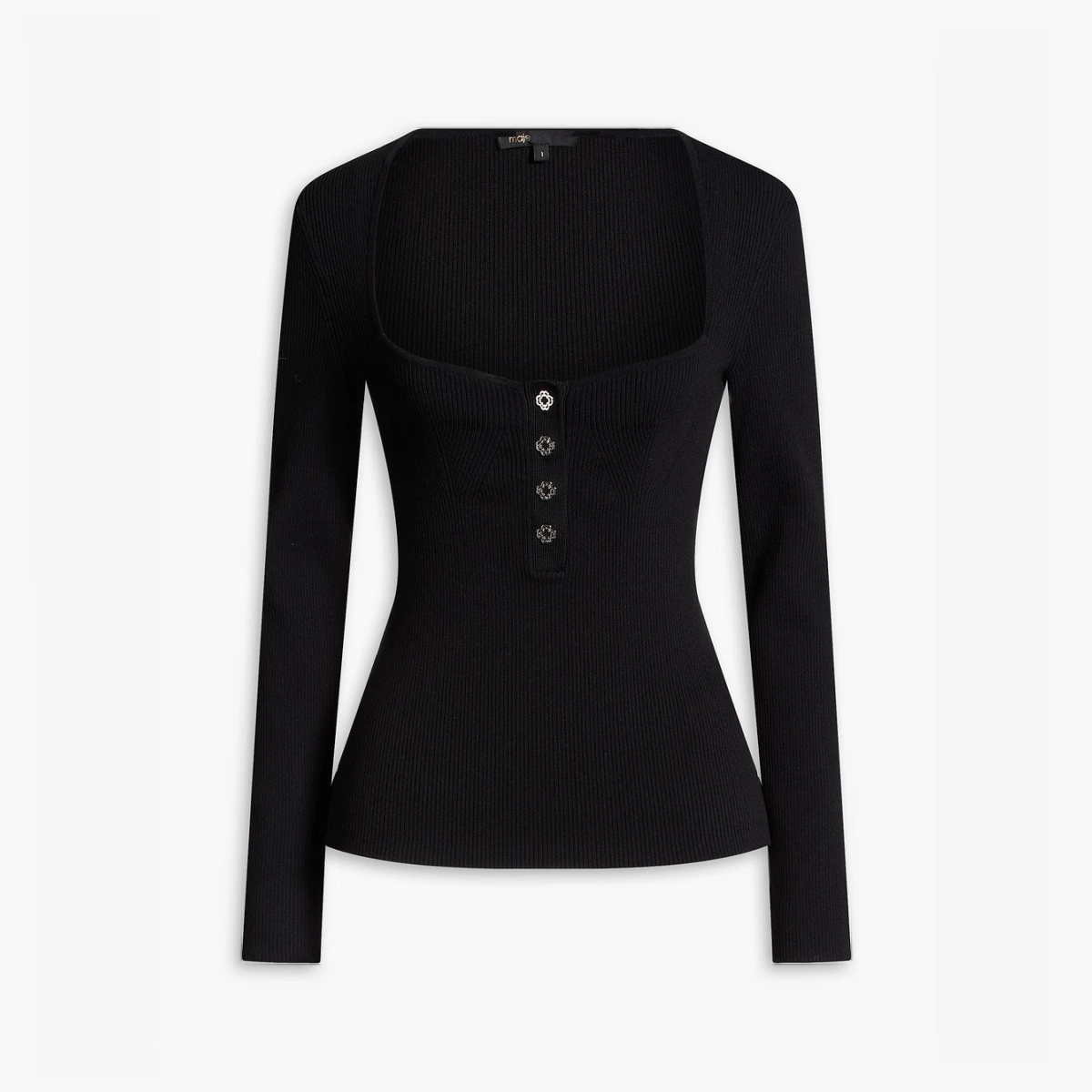 Maje | Ribbed-knit sweater - Black - 3 | Realry