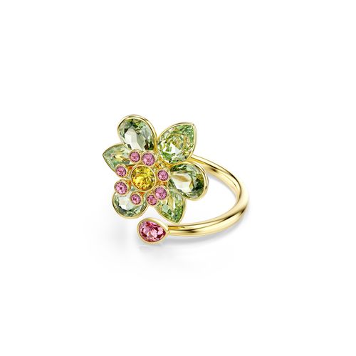 Swarovski | Idyllia Gold-Tone Plated Green Open Ring - Green | Realry