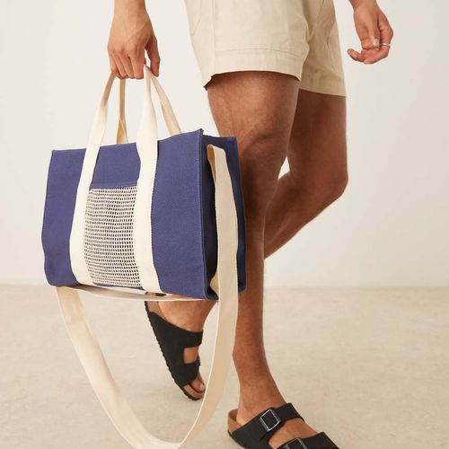 ASOS DESIGN | ASOS DESIGN canvas structured tote bag in navy | Realry