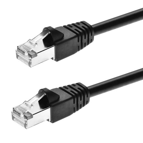 Monoprice | Cat6A 7ft Black Patch Cable, Double Shielded (S/FTP), 26AWG, 10G, Pure Bare Copper ...