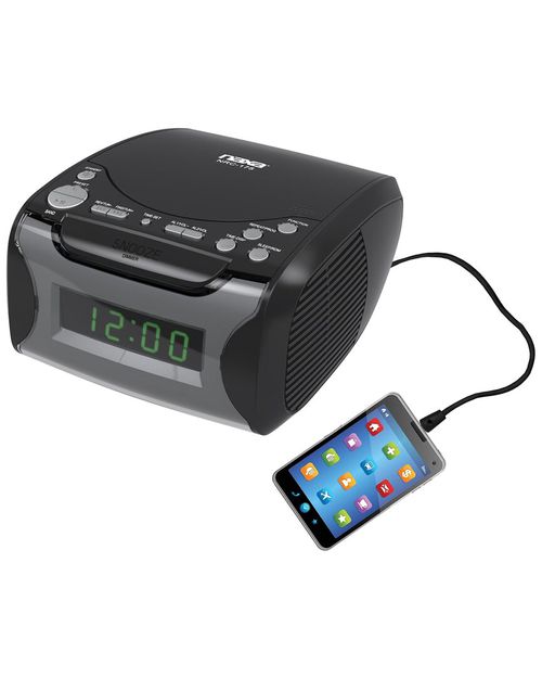 Naxa | Dual Alarm Clock Radio With Cd Player And USB Charge Port | Realry