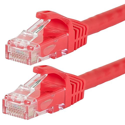 Monoprice | Cat5e 7ft Red Patch Cable, UTP, 24AWG, 350MHz, Pure Bare Copper, Snagless RJ45 ...