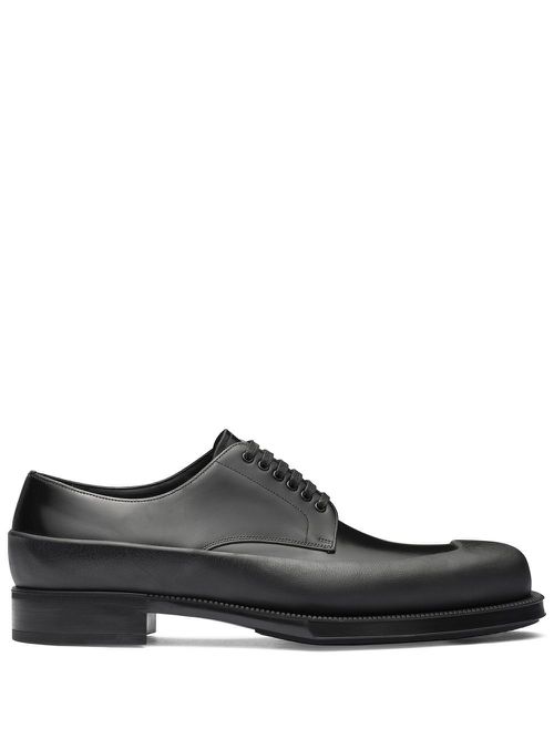 Prada | brushed square-toe Derby shoes - Black | Realry