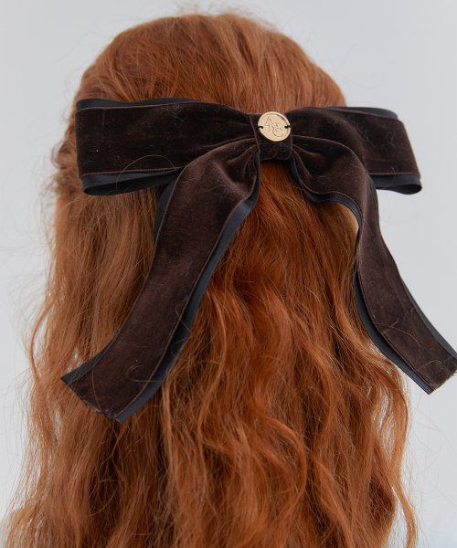 anoetic | VELVET CLASSIC RIBBON HAIRPIN_BROWN | Realry