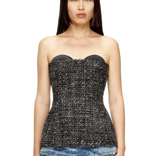 Diesel | Bouclé corset top with ultra-low cut - Tops - Woman - Black ...