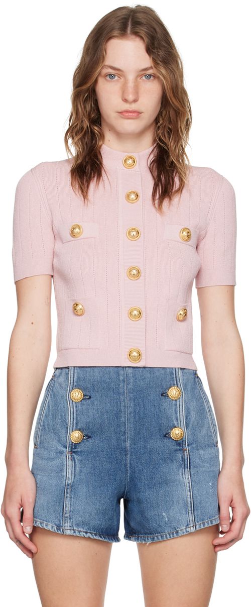 Balmain | Balmain Pink Press-Stud Cardigan | Realry