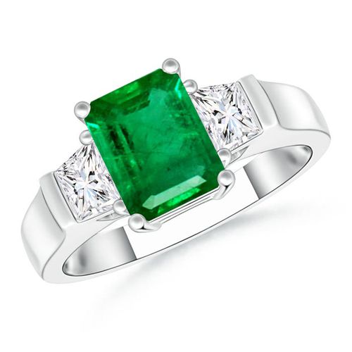 Angara | Angara 1.5 Carats Emerald-Cut Emerald and Trapezoid Diamond ...