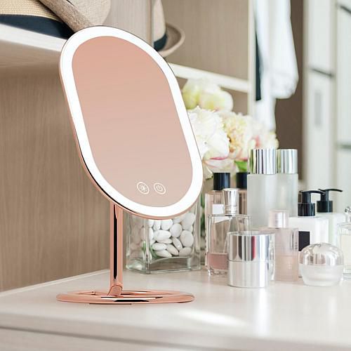 Fancii | Vera Rechargeable Rose Gold Vanity Mirror w/ 3 Light Settings ...