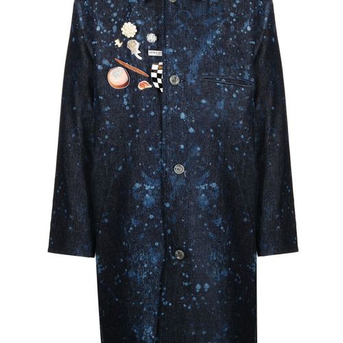 Song For The Mute | paint-splatter coach coat - Blue | Realry