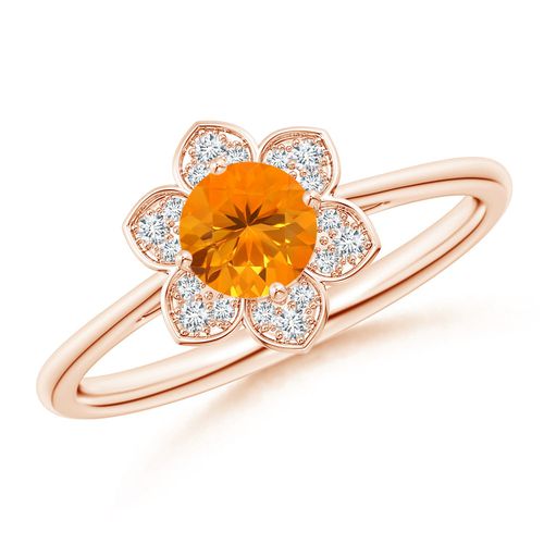 Angara | Angara 0.32 Carat Round Fire Opal Cocktail Ring with Floral ...